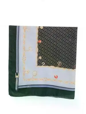 Liu Jo Monogram-print Chain-link Scarf Green