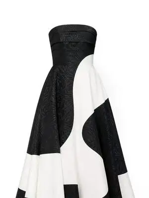 Alice + Olivia Strapless Jacquard Maxi Dress With Flared Skirt