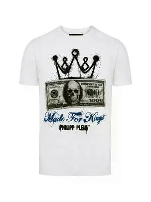 Philipp Plein Jersey T-shirt Crown Dollar - White