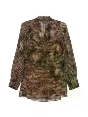Marina Rinaldi Crocodile-effect Pussy-bow Blouse