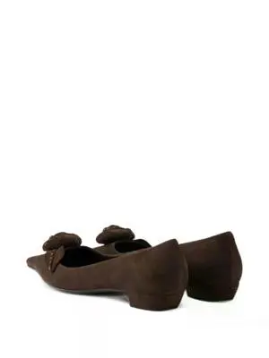 Prada Suede Ballerinas With Sculptural Floral Ornament