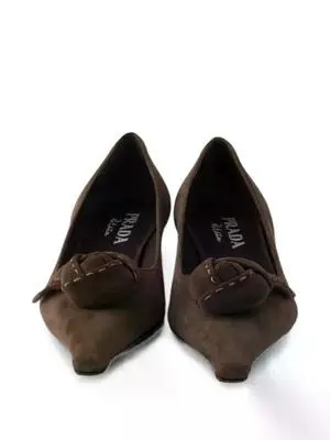Prada Suede Ballerinas With Sculptural Floral Ornament