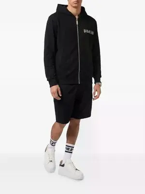 Philipp Plein Hoodie Zip Skull Stones - Black