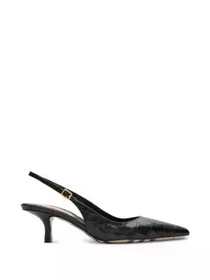 Burberry Crocodile-effect Leather Slingback Pumps With Kitten Heel