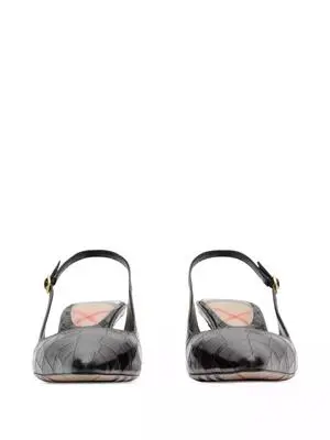 Burberry Crocodile-effect Leather Slingback Pumps With Kitten Heel
