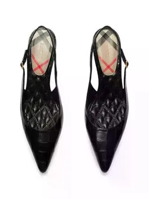 Burberry Crocodile-effect Leather Slingback Pumps With Kitten Heel