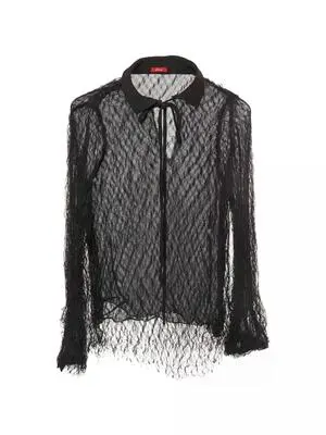 Roberto Cavalli Mesh Neck-tie Blouse
