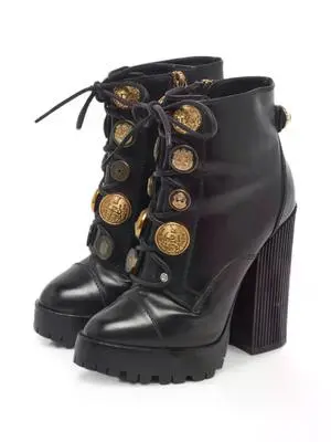 Dolce & Gabbana Leather Dg Logo Button Lace-up Boots