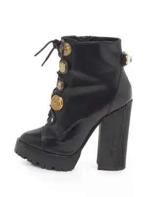 Dolce & Gabbana Leather Dg Logo Button Lace-up Boots