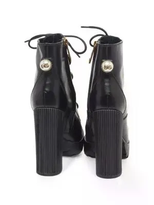 Dolce & Gabbana Leather Dg Logo Button Lace-up Boots