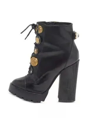 Dolce & Gabbana Leather Dg Logo Button Lace-up Boots