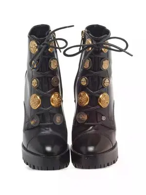 Dolce & Gabbana Leather Dg Logo Button Lace-up Boots