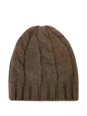 BALLANTYNE Cable-knit Ribbed Beanie Hat - Brown