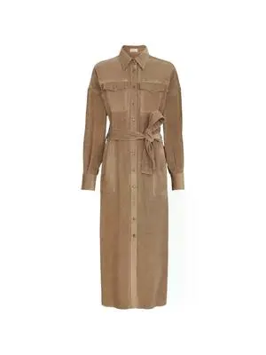 Brunello Cucinelli Fluid Corduroy Shirt Dress - Neutrals