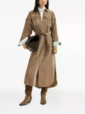 Brunello Cucinelli Fluid Corduroy Shirt Dress - Neutrals