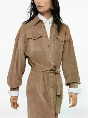 Brunello Cucinelli Fluid Corduroy Shirt Dress - Neutrals