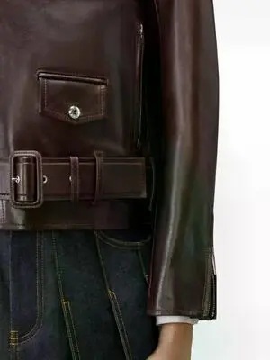 Thom Browne Belted Leather Biker Jacket