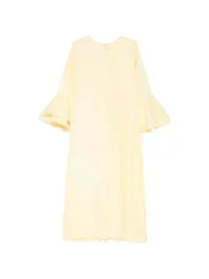 BAMBAH Tiered Ruffled Linen Maxi Dress - Yellow