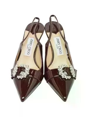 JIMMY CHOO Crystal-embellished Patent Leather Slingback Pumps