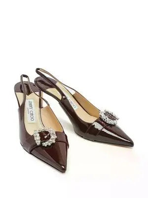 JIMMY CHOO Crystal-embellished Patent Leather Slingback Pumps