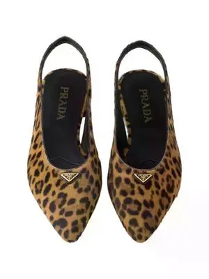 Prada Printed Leather Ballerinas With Enameled Triangle Logo