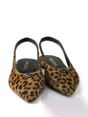 Prada Printed Leather Ballerinas With Enameled Triangle Logo