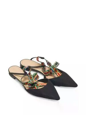 Dior Pointed Toe Flat Sandals With Tassel Embellishments