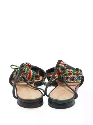 Dior Pointed Toe Flat Sandals With Tassel Embellishments
