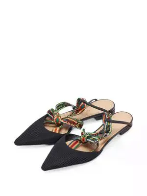 Dior Pointed Toe Flat Sandals With Tassel Embellishments