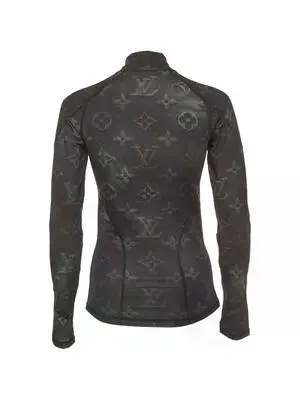 LOUIS VUITTON Monogram Print High Neck Half-zip Long Sleeve Top