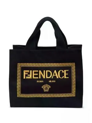 Fendi X Versace Fendace La Medusa Shopper Tote Bag - Black