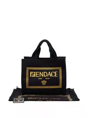 Fendi X Versace Fendace La Medusa Shopper Tote Bag - Black