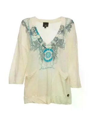 Just Cavalli Floral-print V-neck Sweater - Neutrals