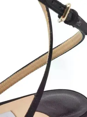 JIMMY CHOO Glitter Bow Detail Flat Mules