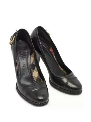 Burberry Leather Buckle Detail Almond Toe High Heel Pumps