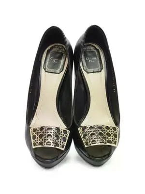Dior Cannage Plaque Open Toe Stiletto Pumps