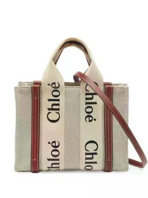 Chloé Chloé Woody Tote Bag With Leather Trim Neutrals