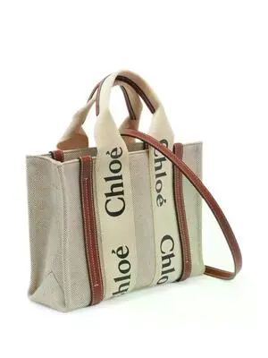 Chloé Woody Tote Bag With Leather Trim - Neutrals