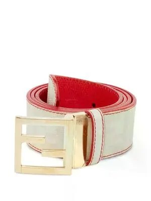 Fendi Zucca Ff Logo Belt - Neutrals
