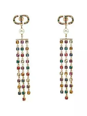 DIOR Cd Crystal Fringe-drop Earrings