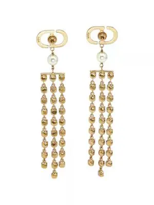 Dior Cd Crystal Fringe-drop Earrings