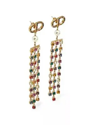 Dior Cd Crystal Fringe-drop Earrings