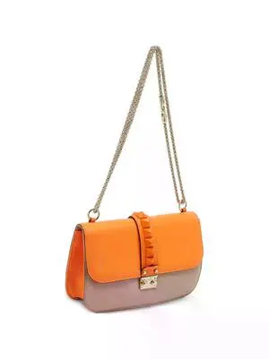 Valentino Garavani Medium Glam Lock Rockstud Shoulder Bag - Orange