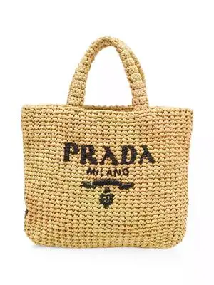 PRADA Crochet Raffia Tote Bag
