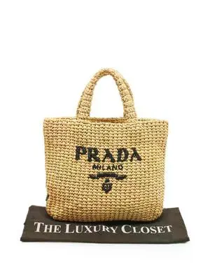 Prada Crochet Raffia Tote Bag