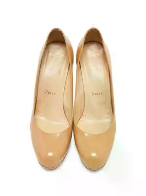CHRISTIAN LOUBOUTIN Patent Leather Platform Pumps - Neutrals