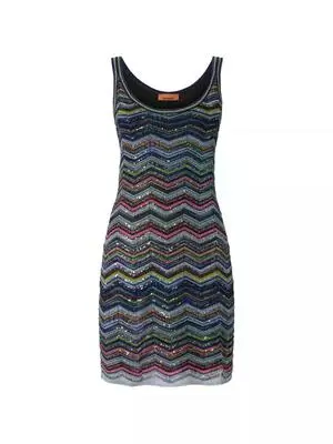 Missoni Chevron Knit Mini Dress With Sequins