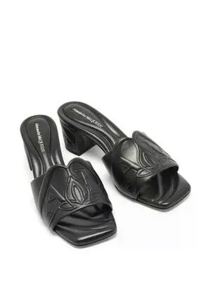 Alexander McQueen Seal Logo Embossed Block Heel Sandals