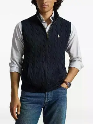 Polo Ralph Lauren Cable-knit Zip-up Sleeveless Cardigan - Blue