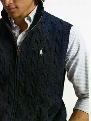 Polo Ralph Lauren Cable Knit Zip-up Vest - Blue